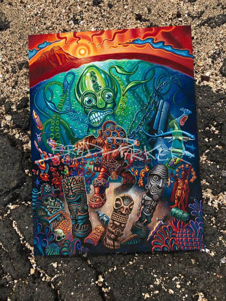 Squid-Head-Ku-Tiki - Canvas Giclee – Tiki Shark Art